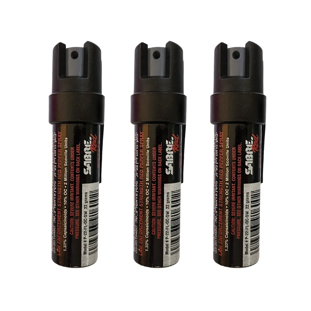 3 יחידות גז פלפל Red Sabre אמריקאי שחור 22 גרם להגנה עצמית !! | MyArmy
